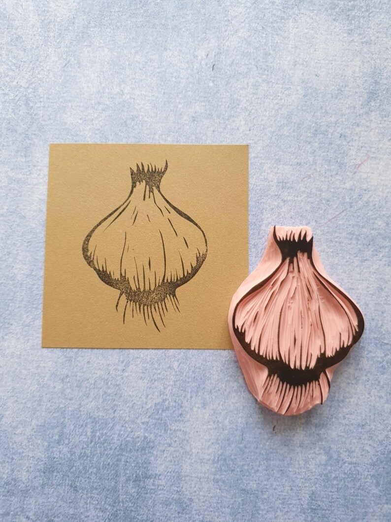 Garlic Rubber Stamp for Daily Journal Vegan Stamp for Mixed | Etsy