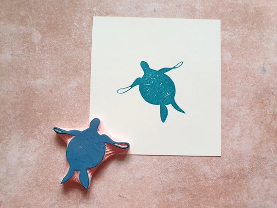 Turtle rubber stamp for journaling sea life stamp for | Etsy