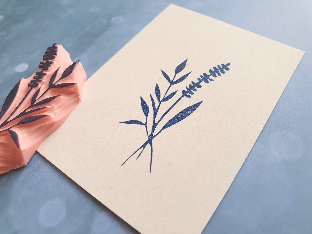 Rustic twig rubber stamp for wedding stationery spring flower | Etsy