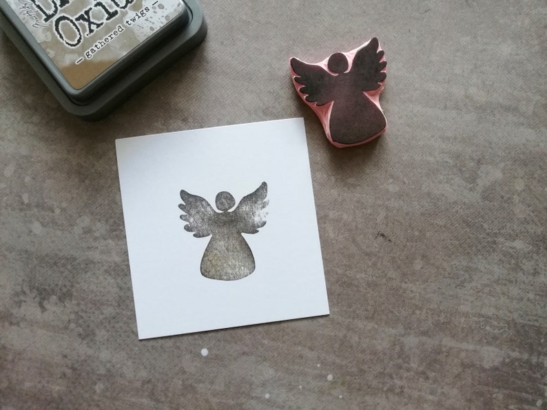 Vintage angel rubber stamp for Christmas card handmade | Etsy