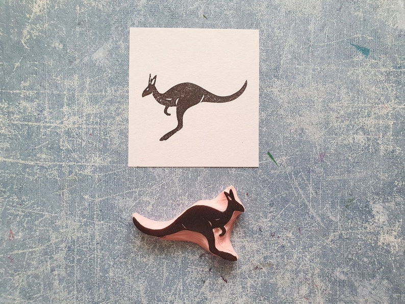 Kangaroo Rubber Stamp for Snail Mail Lovers, Jumping Kangaroo Stamp for ...