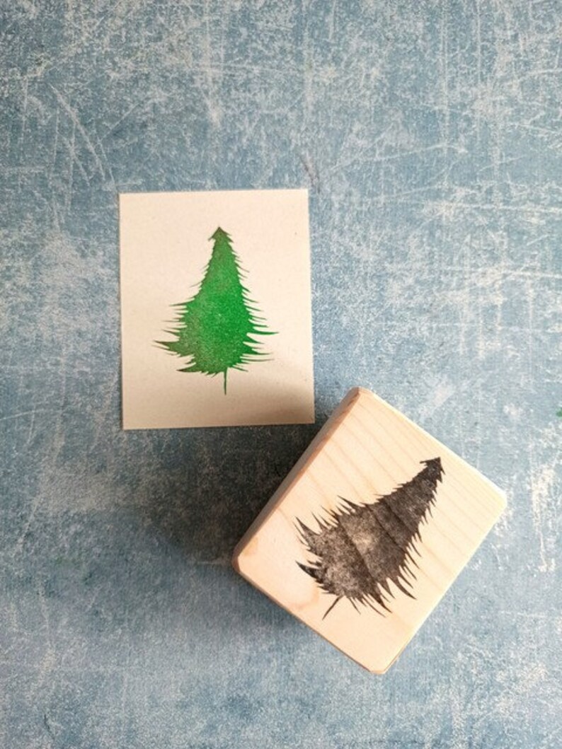 Christmas Tree Rubber Stamp for Winter Wishes, Forest Plant Stamp for ...