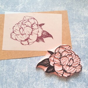 Blossom Peony Stamp for Junk Journal, Peony Rubber Stamp for Cardmaking ...
