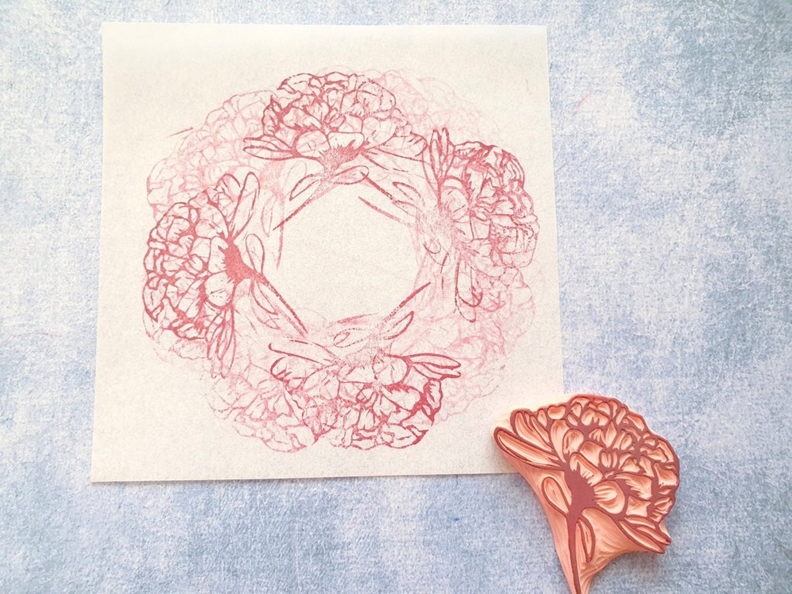 Peony flower rubber stamp floral wedding stamp botanical | Etsy