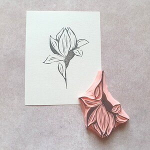 Magnolia Rubber Stamp for Printing on Paper and All Surfaces, Elegant ...