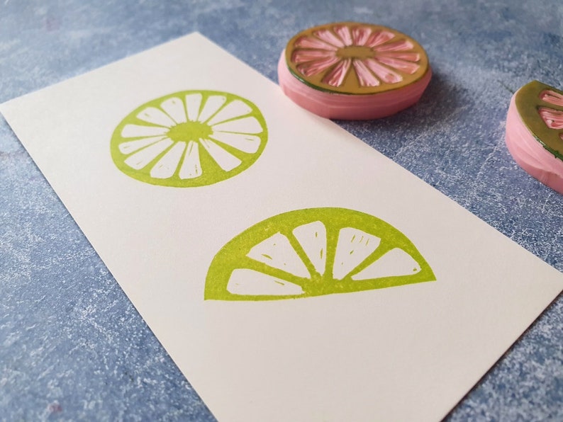 Fresh Lemon Slice Rubber Stamp Set, Lime Stamp, Gift for Summer Fruit ...