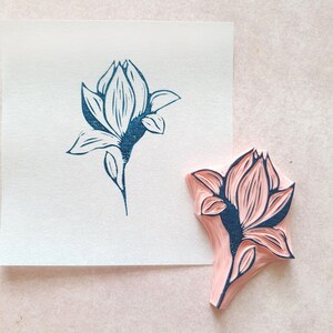 Magnolia Rubber Stamp for Printing on Paper and All Surfaces, Elegant ...