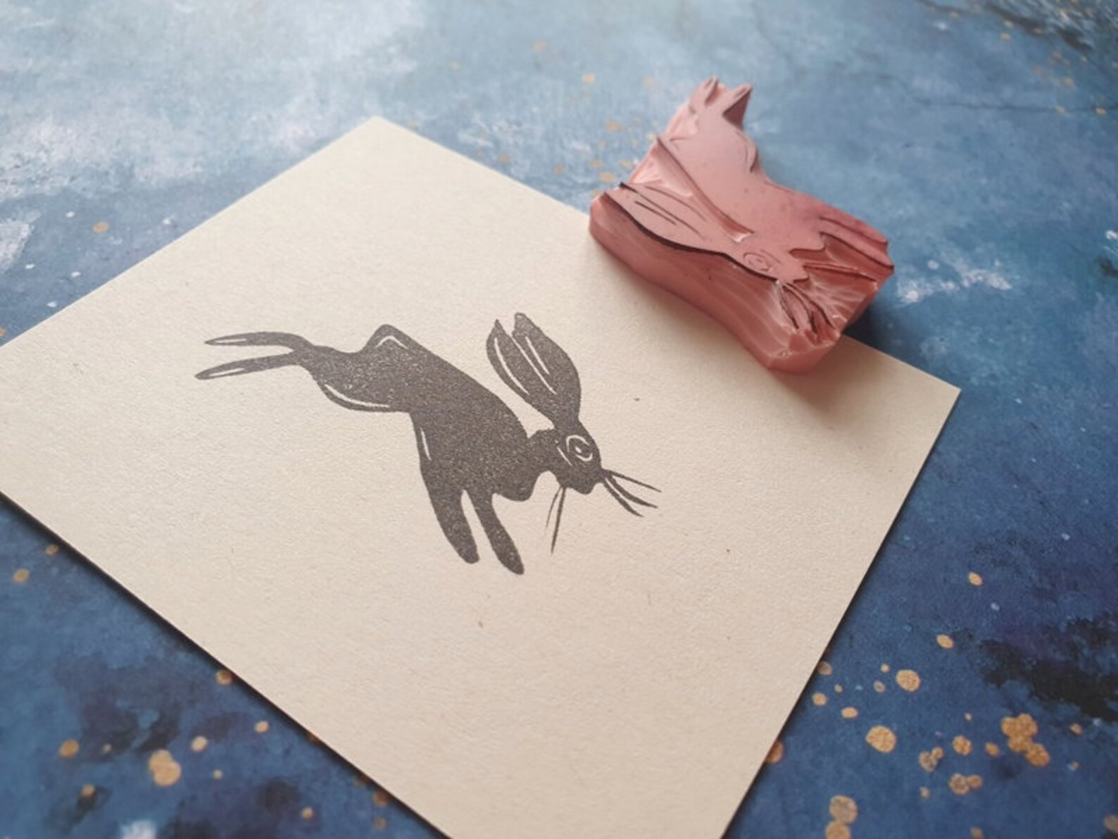 Rabbit Rubber Stamp Hare Rubber Stamp Animal Stamp Easter | Etsy