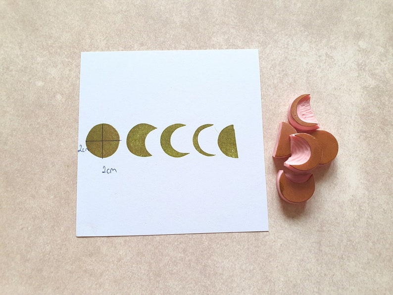 Moon phase rubber stamp set of 5 for bullet journal lunar | Etsy