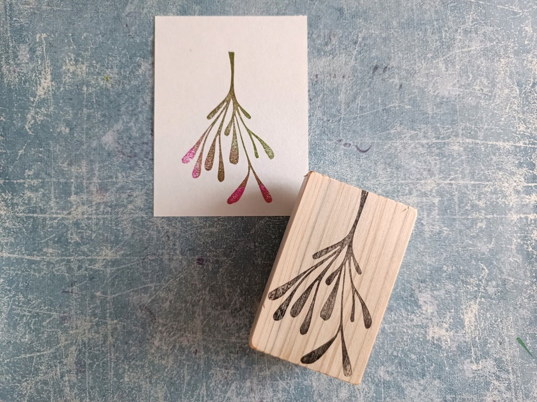 Big Mistletoe Rubber Stamp for December Daily Journal, Holly Branch ...