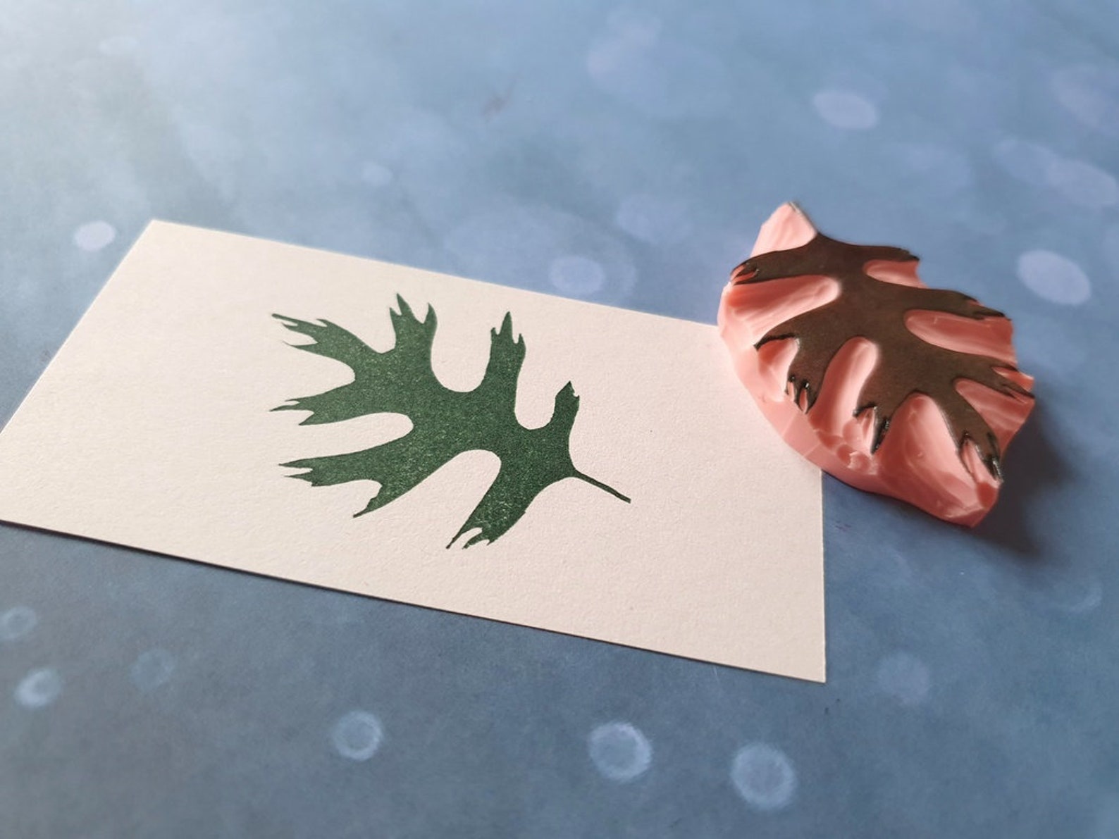 Leaf Rubber Stamp for Art Journaling, Rustic Leaf Stamp for ...