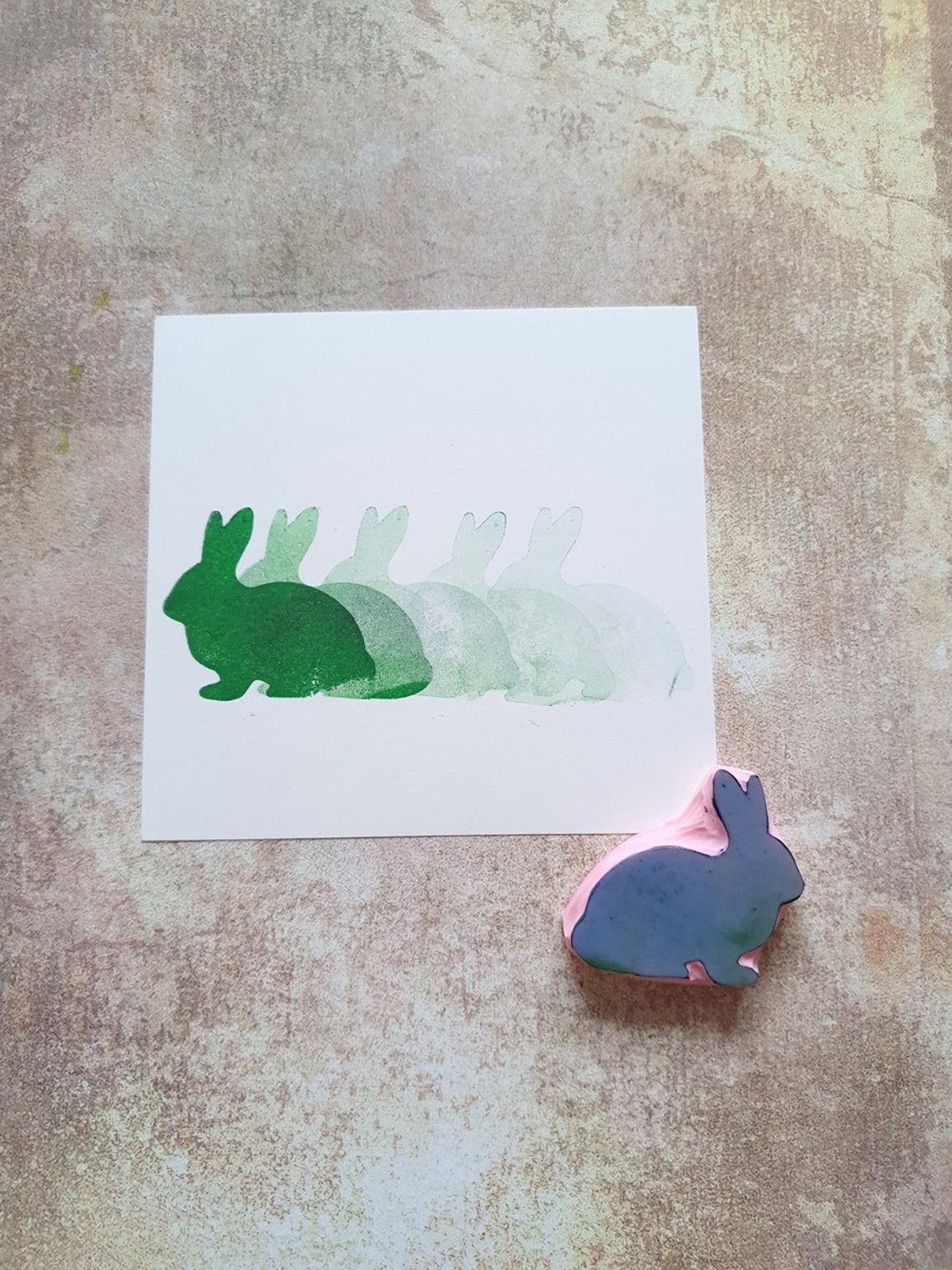 Rabbit rubber stamp for Easter card cute bunny stamp for | Etsy