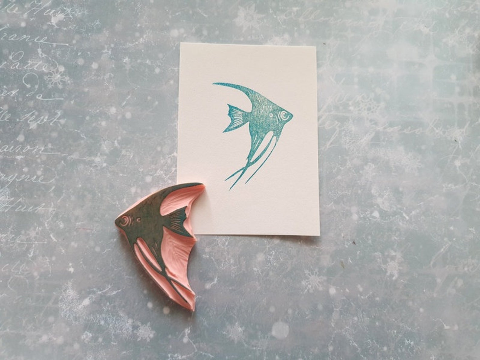 Fish Stamp for Fabric Pattern Aquarium Rubber Stamp for - Etsy