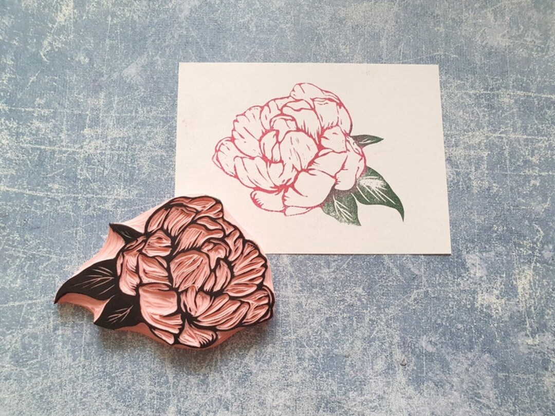 Blossom Peony Stamp for Junk Journal, Peony Rubber Stamp for Cardmaking ...