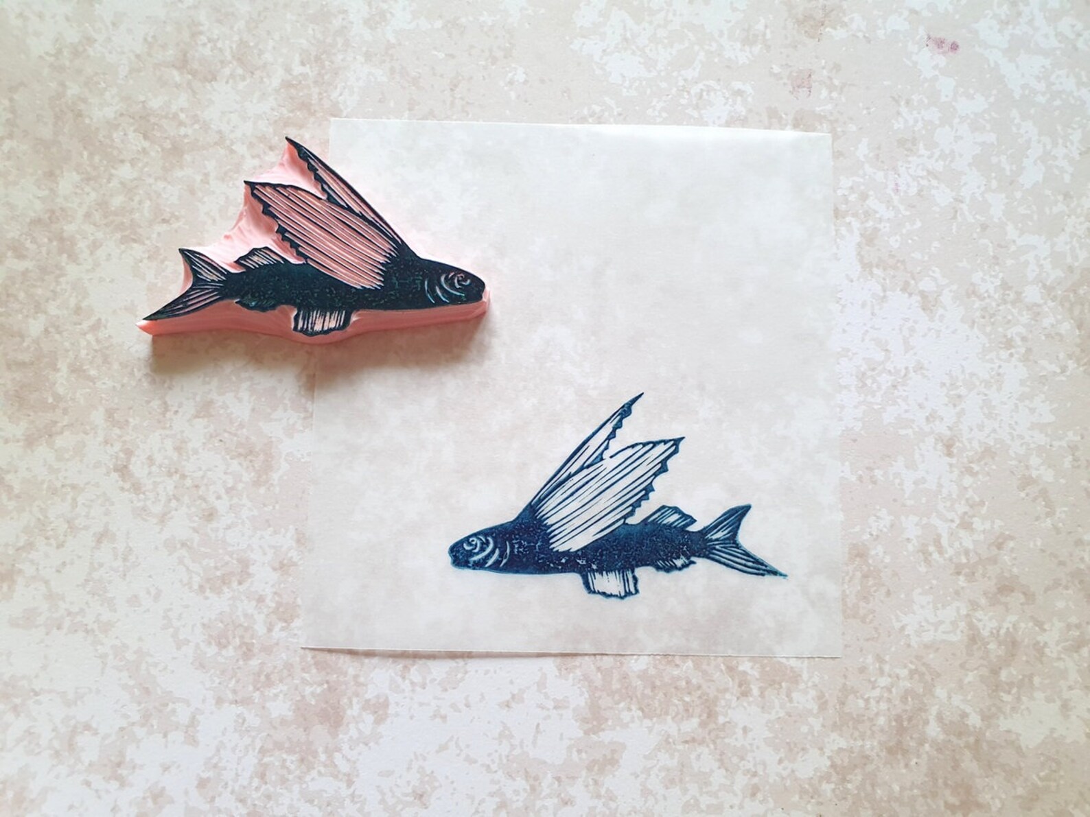 Flying Fish Rubber Stamp for Cardmaking, Ocean Animal Stamp for ...