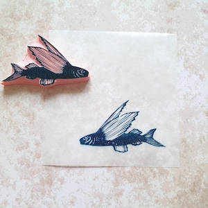 Flying Fish Rubber Stamp for Cardmaking, Ocean Animal Stamp for ...