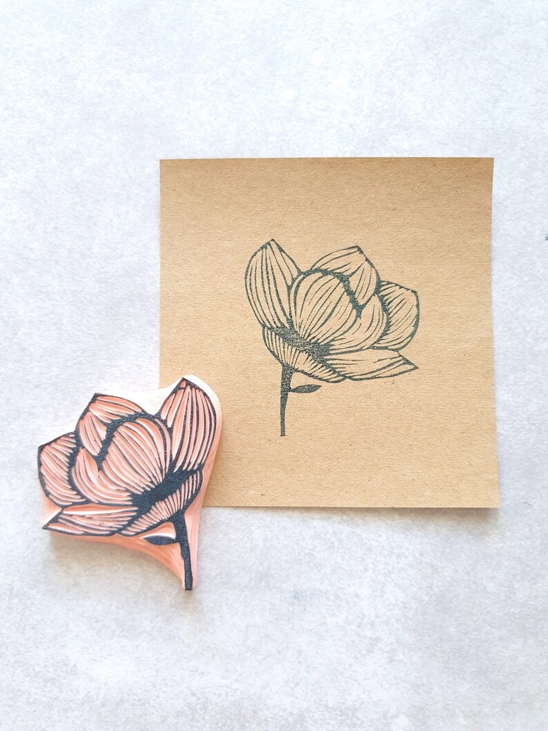 Magnolia rubber stamp garden flower ephemera cardmaking | Etsy