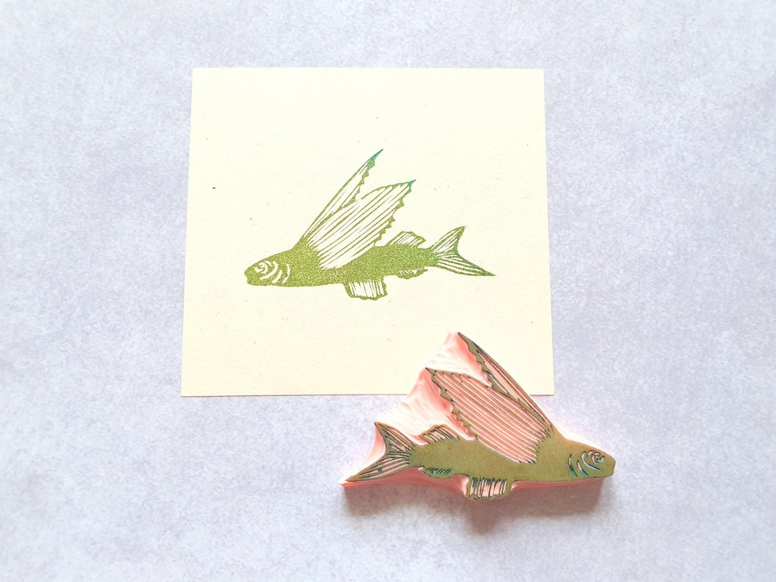 Flying Fish Rubber Stamp for Cardmaking, Ocean Animal Stamp for ...