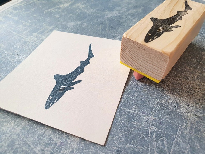 Shark Rubber Stamp for Birthday Wishes Ocean Animal Wooden - Etsy