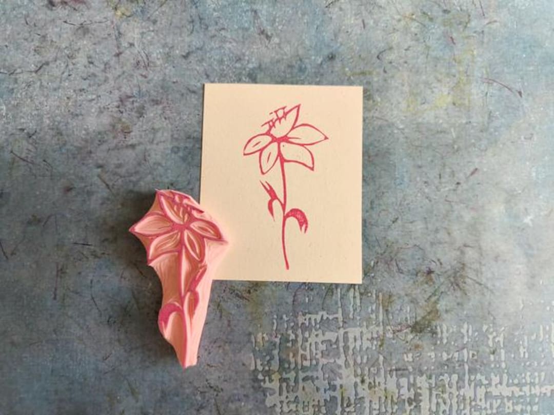 Lily Rubber Stamp for Greeting Card, Garden Lily Stamp for Cardmaking ...