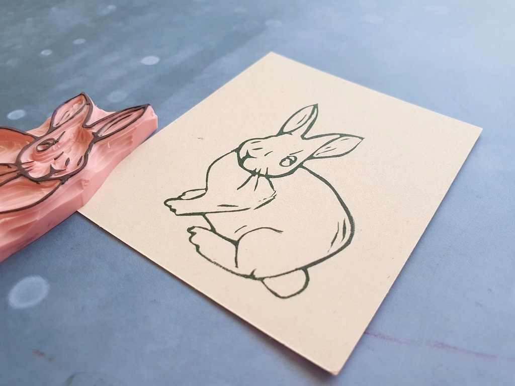 Hare Rubber Stamp for Easter Cards, Wild Animal Stencil, Vintage Rabbit ...