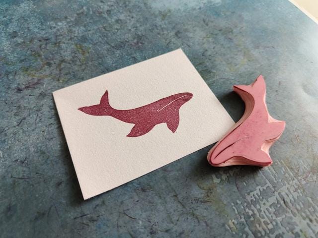 Whale Stamp for Nature Journal, Baleen Whale Rubber Stamp, Ocean Animal ...