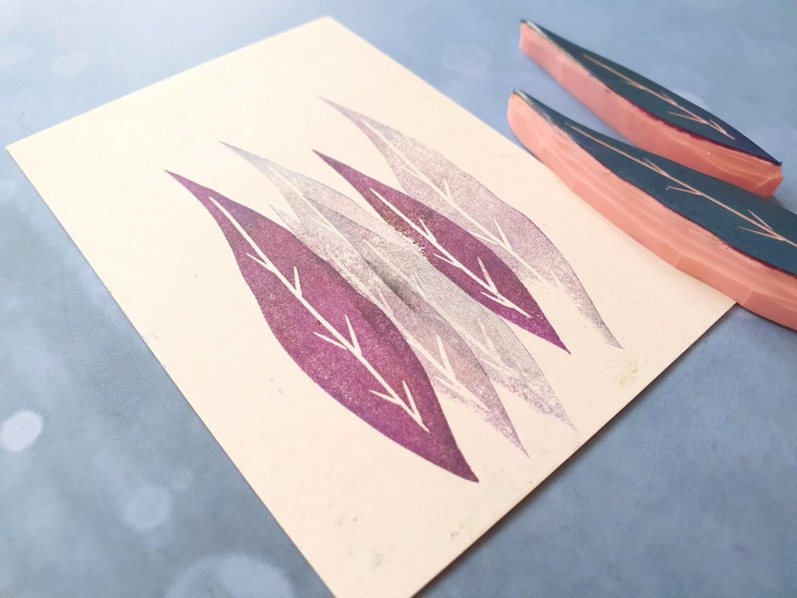 Leaf Rubber Stamp Set for Cardmaking Minimal Decor for - Etsy