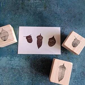 Acorn Rubber Stamp Set of 3, Fall Stamp Set for Cardmaking, Autumn ...
