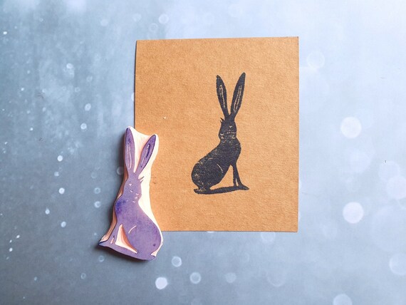 Hare rubber stamp for Easter decor woodland animal stamp | Etsy