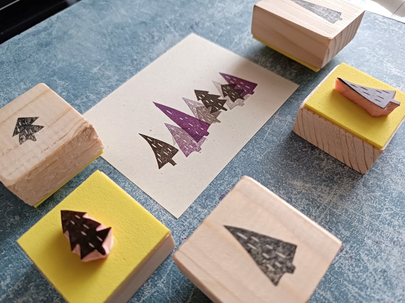 Christmas Tree Rubber Stamp Set, Winter Scenery Stamp for Scrapbooking ...