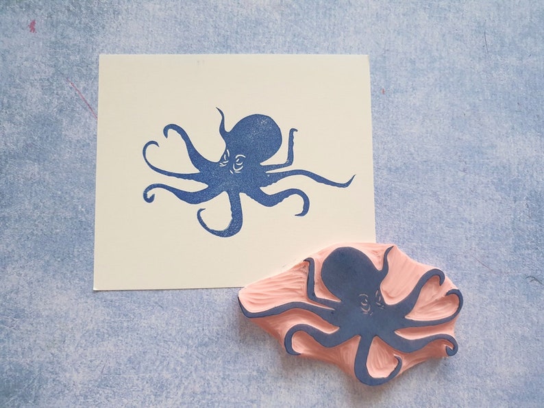Octopus Rubber Stamp for Scrapbooking, Ocean Animal Stamp for Bullet ...