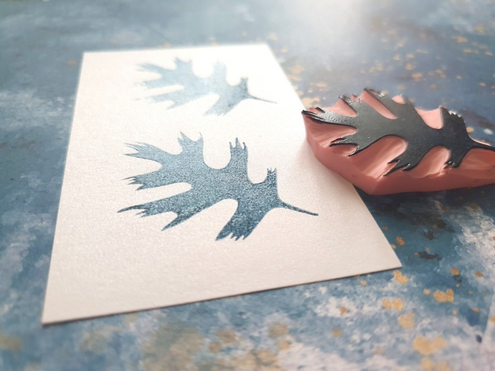 Leaf Rubber Stamp for Art Journaling, Rustic Leaf Stamp for ...