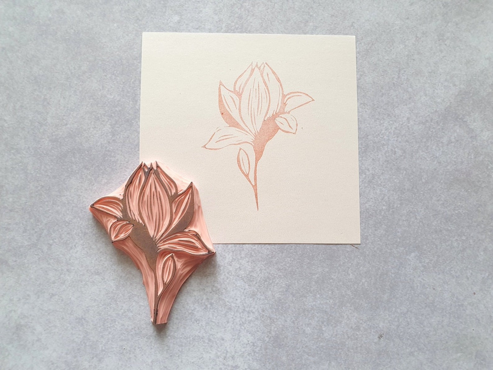 Magnolia Rubber Stamp for Printing on Paper and All Surfaces - Etsy