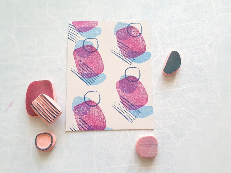 Pattern Stamp Set of 5 for Art Journaling Shape Rubber Stamp | Etsy