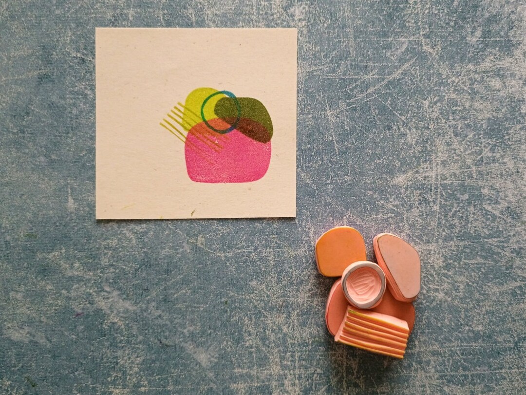 Pattern Stamp Set of 5 for Art Journaling, Shape Rubber Stamp Set for ...