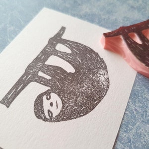 Sloth Rubber Stamp, Sloth Print, Wild Animal Stamp, Travelers Notebook ...