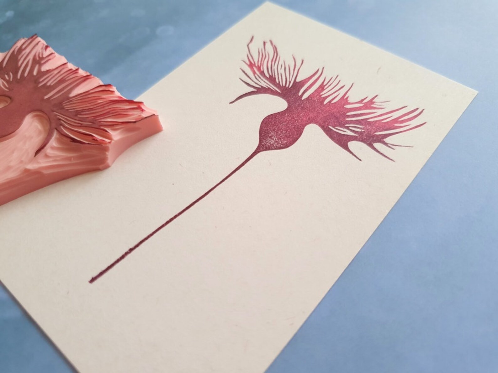 Cornflower Rubber Stamp for Cardmaking, Blue Flower Scrapbooking Stamp ...