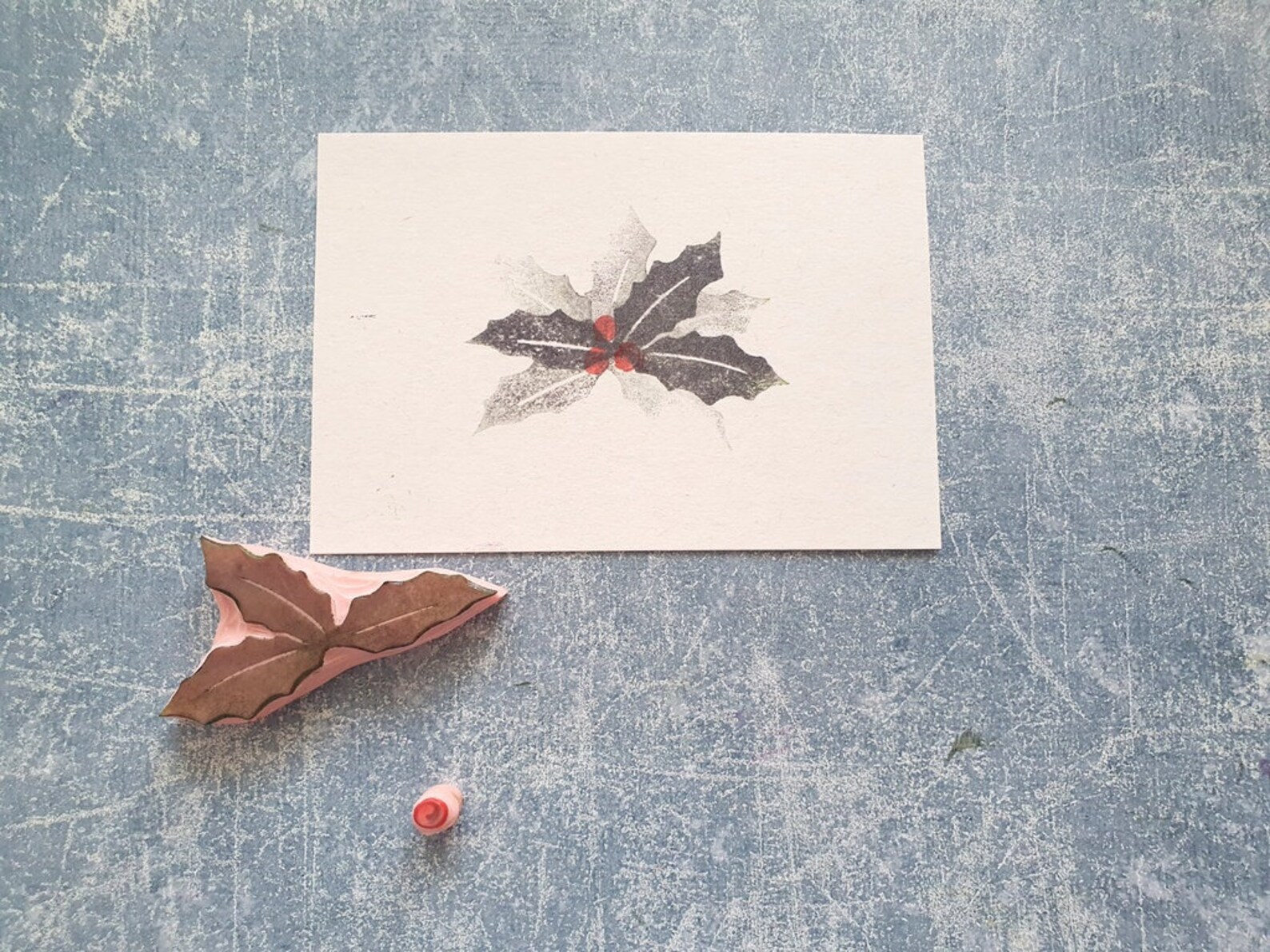 Holly Rubber Stamp Set, Christmas Stamp for Handmade Cards, Winter Time ...