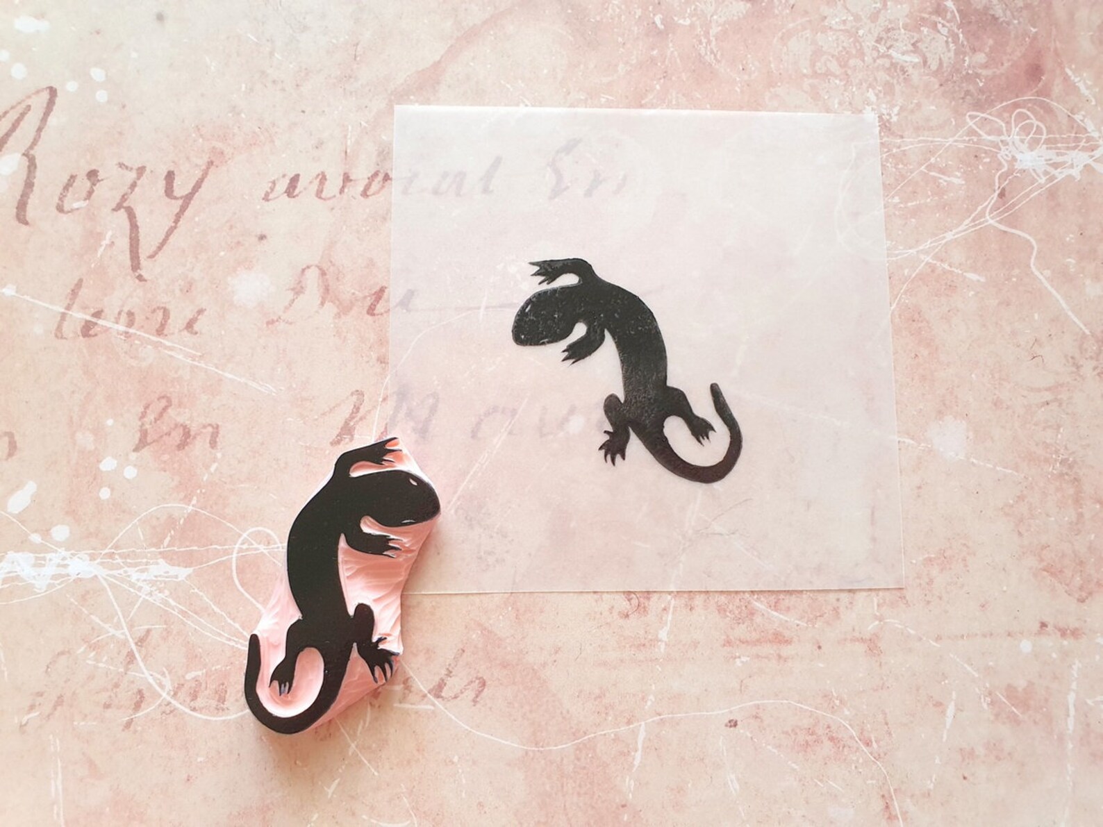 Lizard Rubber Stamp for Boys Notebook, Gecko Animal Stamp for Exotic ...