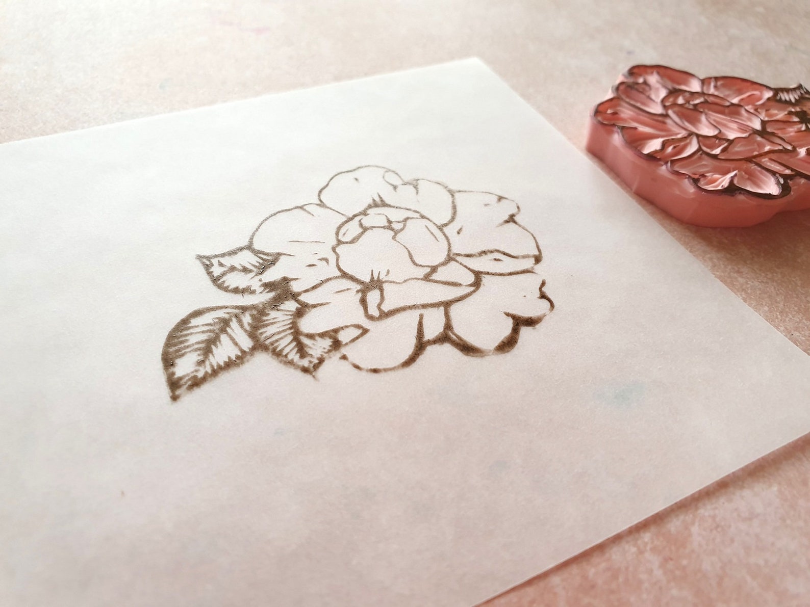 Peony Rubber Stamp for Country Wedding Invitation, Wild Rose Stamp for ...
