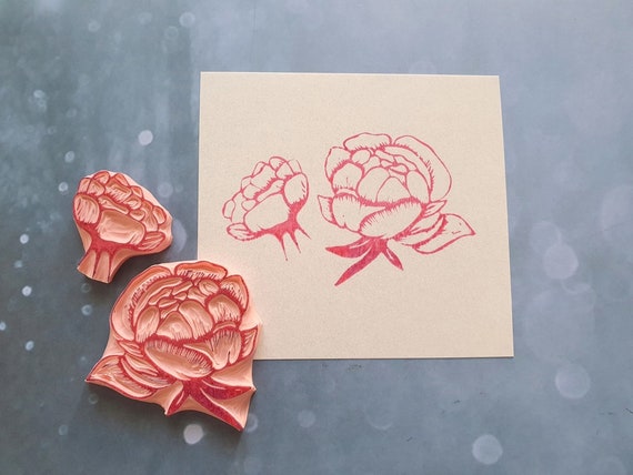 Peony Rubber Stamp Set for Wedding Journal Botanical | Etsy