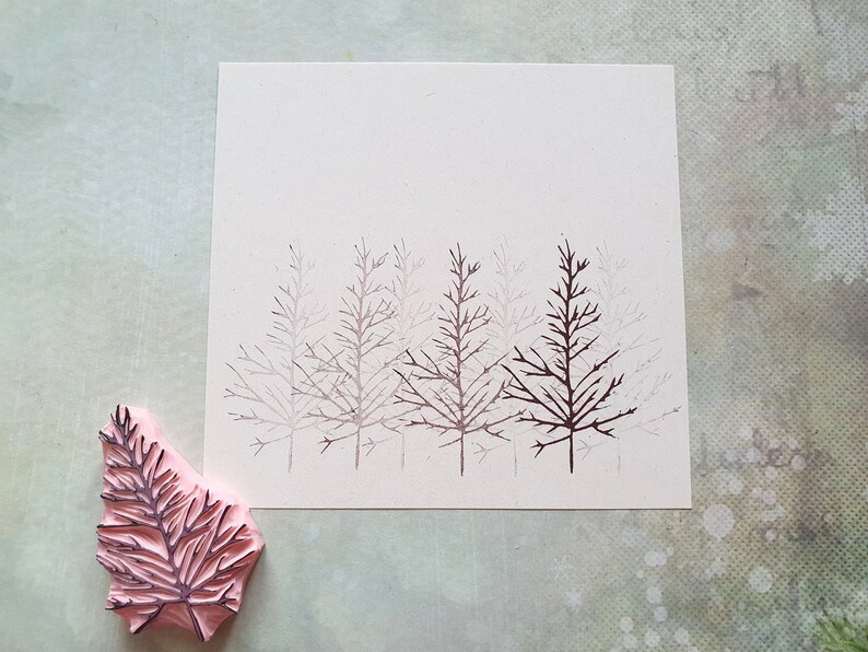 Christmas pine tree rubber stamp cardmaking winter stamp | Etsy