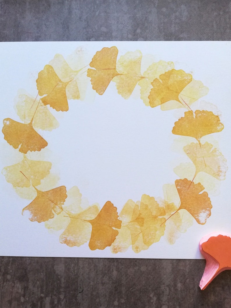 Ginkgo leaf stamp for cardmaking fall rubber stamp for bullet | Etsy