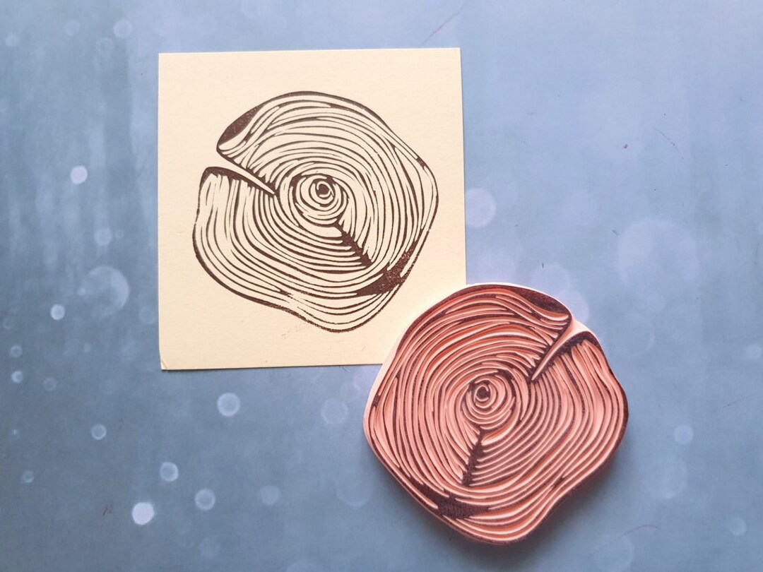 Tree Ring Rubber Stamp for Cardmaking, Wood Plate Stamp for Mixed Media ...