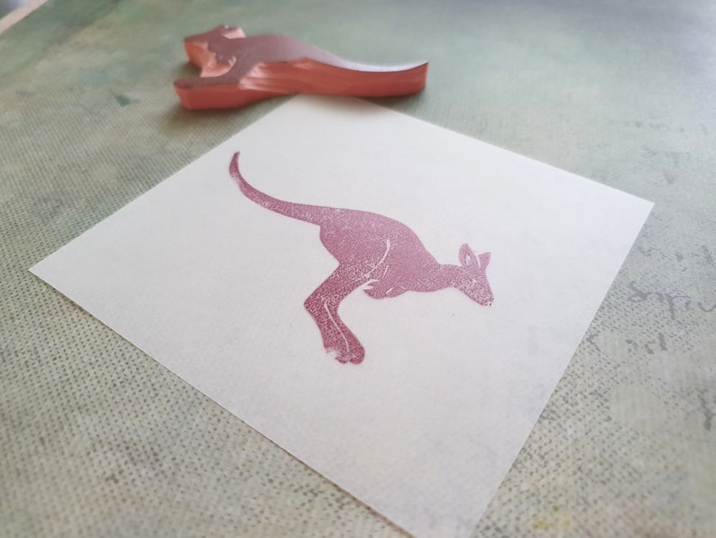 Kangaroo Rubber Stamp for Travelers Journal, Australian Animal Stamp ...