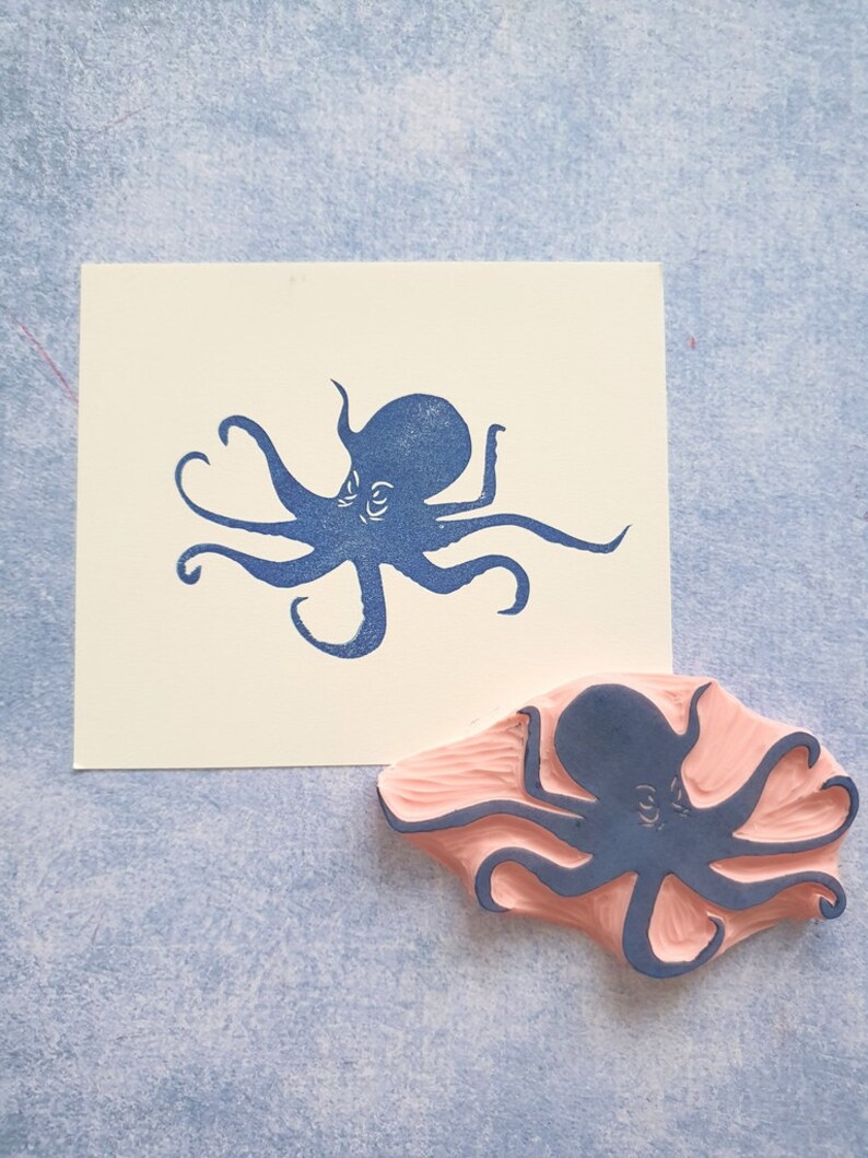 Octopus rubber stamp for scrapbooking Ocean animal stamp for | Etsy