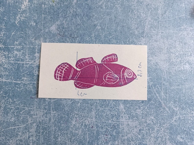 Fish Rubber Stamp, Journaling Animal Stamp, Sea Life Stationery, Ocean ...