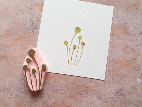 Grass rubber stamp for cardmaking wild flower stamp meadow | Etsy