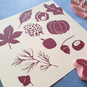 Autumn rubber stamp set of 11 for fall bullet journal decor | Etsy