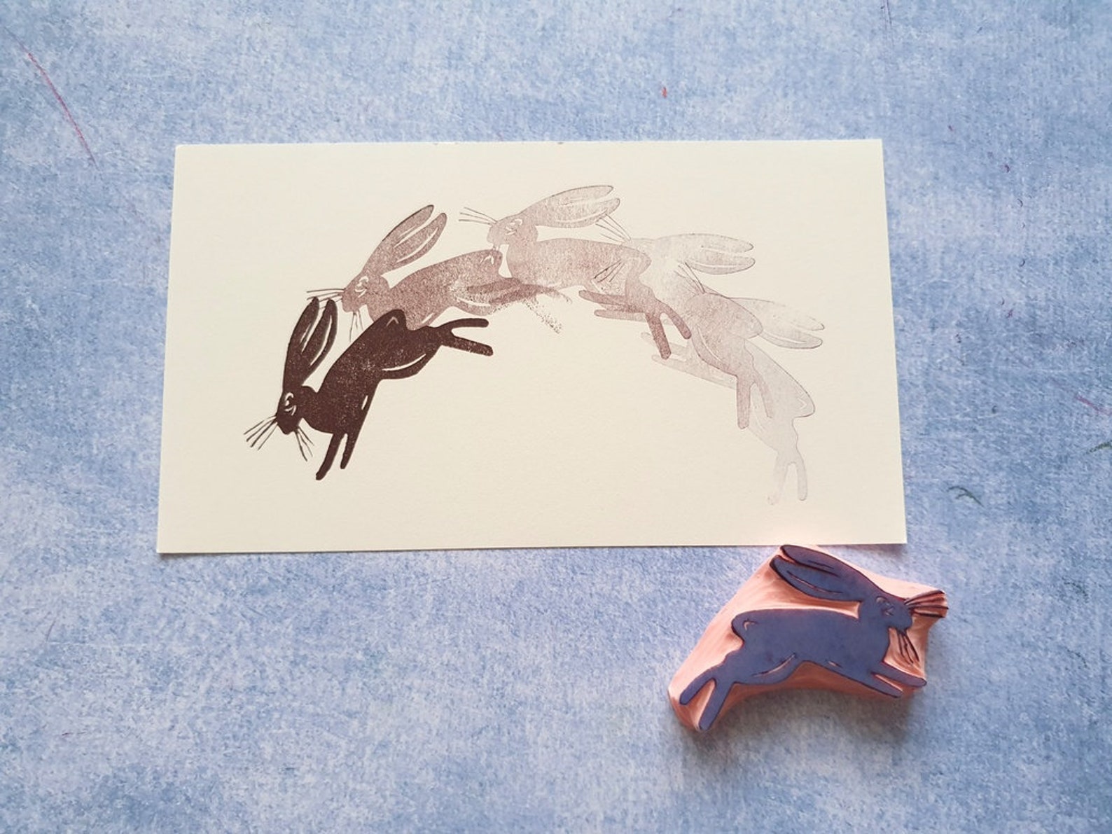 Rabbit rubber stamp hare rubber stamp animal stamp Easter | Etsy